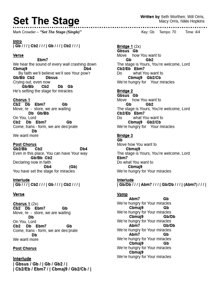 Set The Stage - Chord Chart | PDF