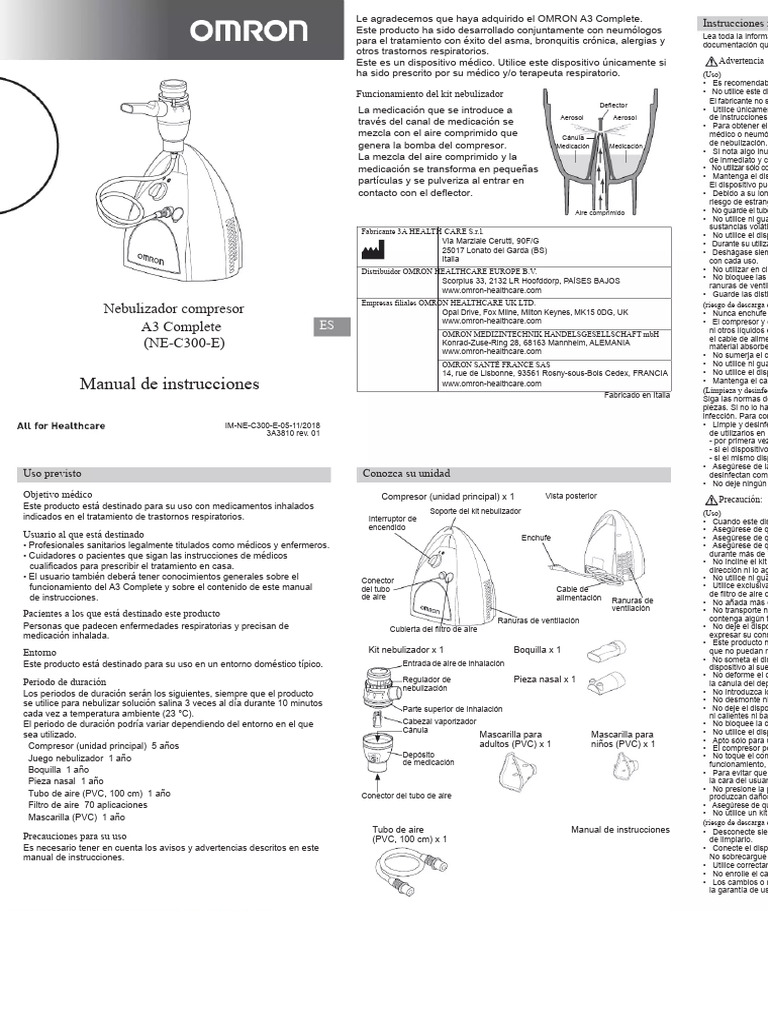 Manual Omron A3 Complete (Español - 2 páginas) | PDF
