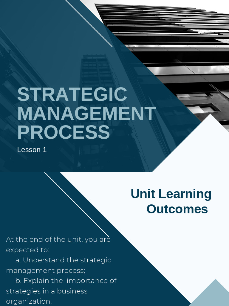 Lesson 1 Strategic Management Process | PDF