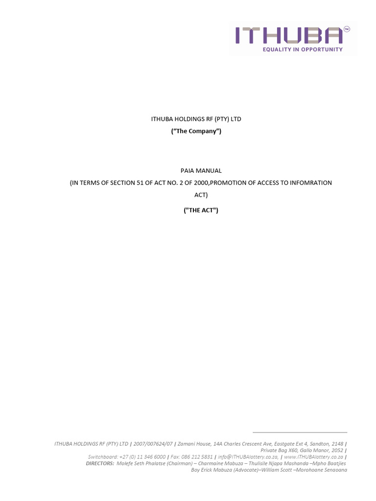 Ithuba PAIA Manual v2 | PDF