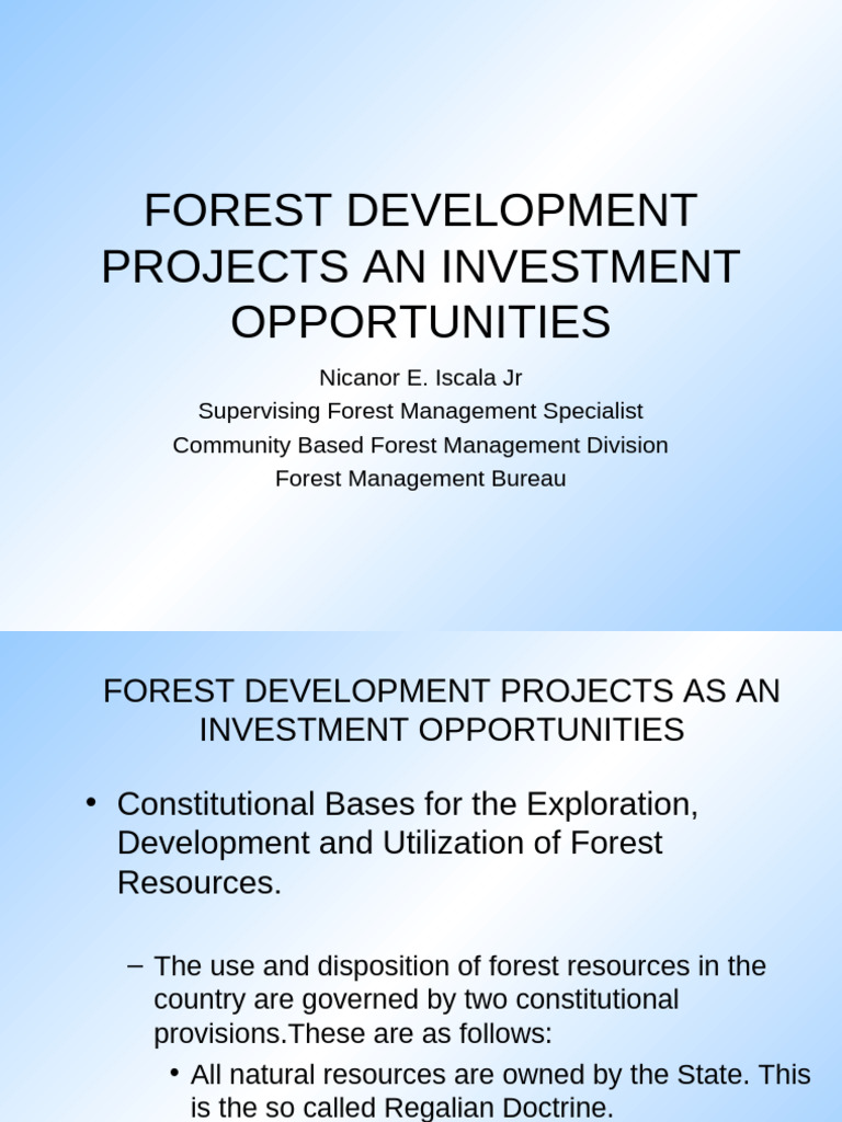 Forest Development Projects and Investment Opportunities. | PDF