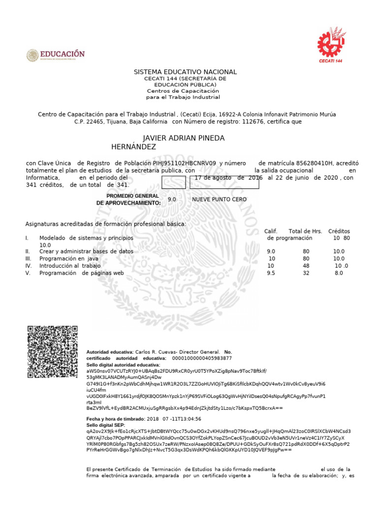 Certificado CECATI lee | PDF