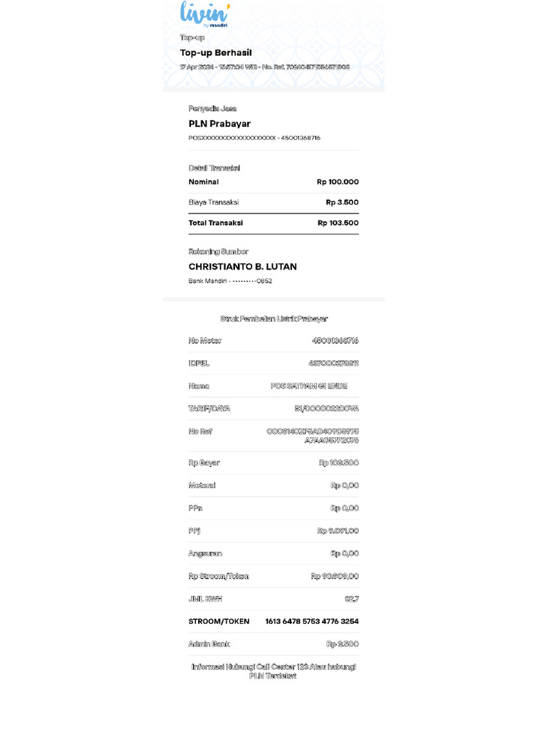 Token Listrik Pos Satpam Ende | PDF