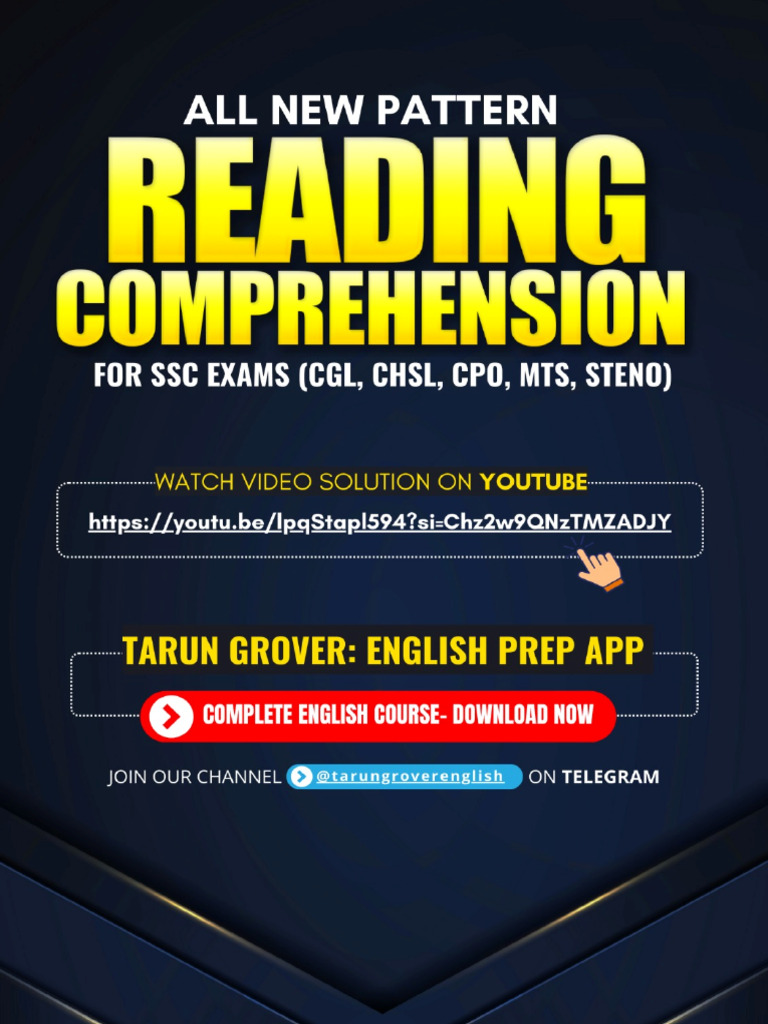 All New Pattern Reading Comprehensions For SSC Exams | PDF