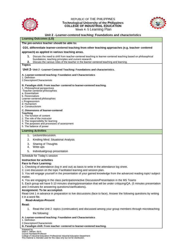 Reyes, Gian Phill A - Week 4-5-Learning Plan | PDF