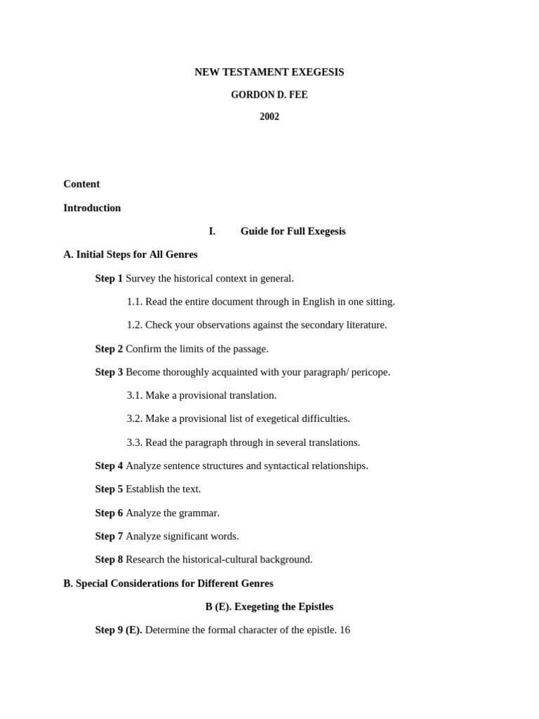 New Testament Exegesis | PDF