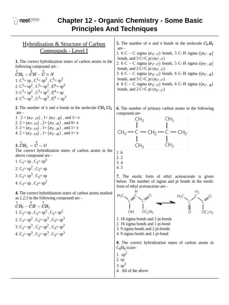 Chapter 12 - Organic Chemistry - Some Basic Principles and Techniques | PDF