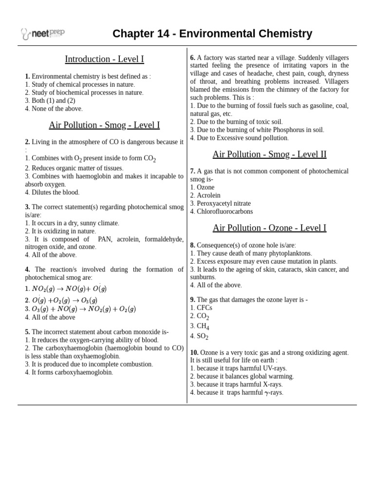 Chapter 14 - Environmental Chemistry | PDF