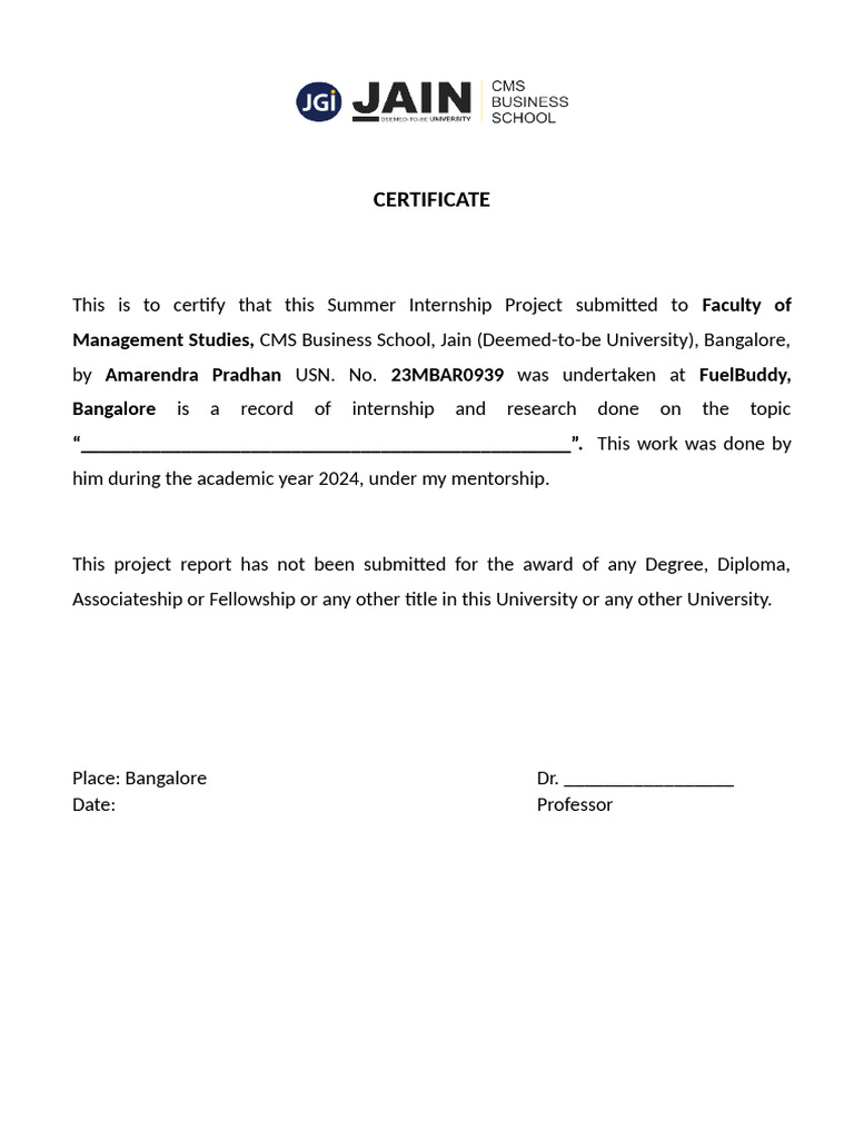 SIP Mentor Certificate | PDF