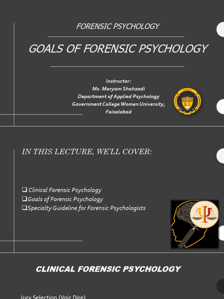 Forensic Psy, Lec 2 | PDF | Psychology | Psychologist Forensic Psy, Lec 2 | PDF | Psychology | Psychologist