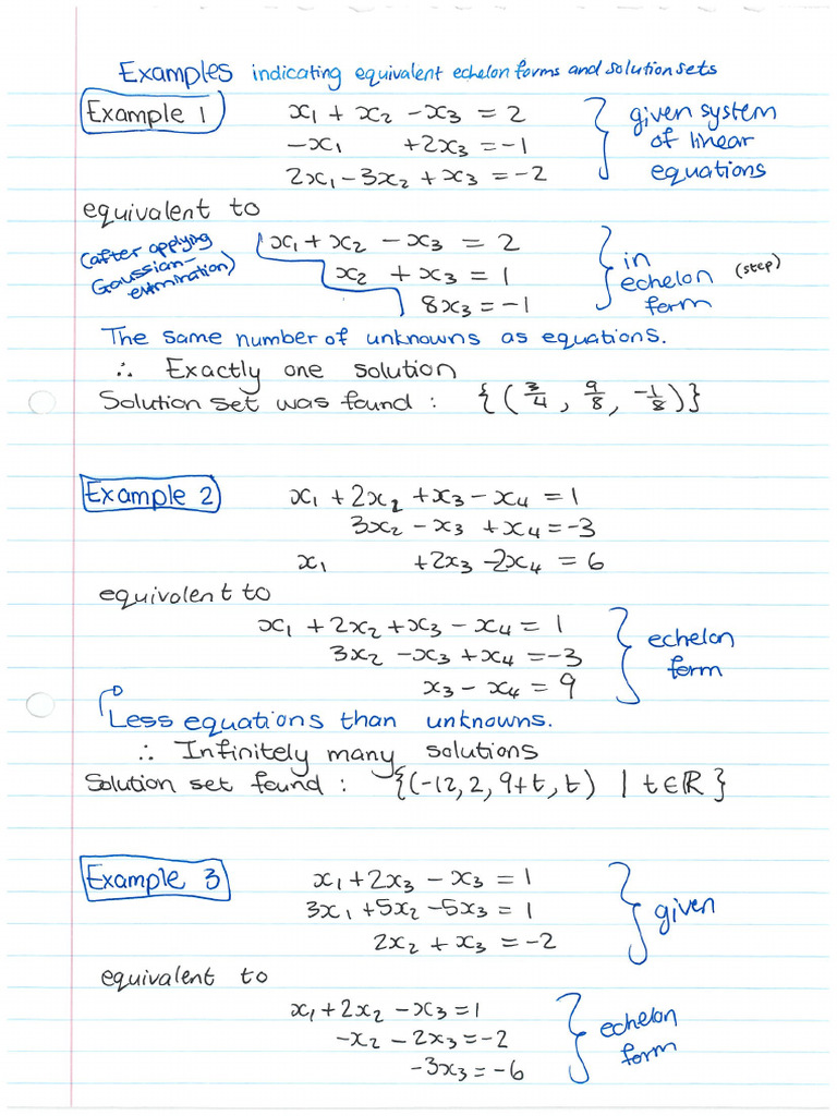 1.2 Examples - Echelon Forms and Different Solutions | PDF
