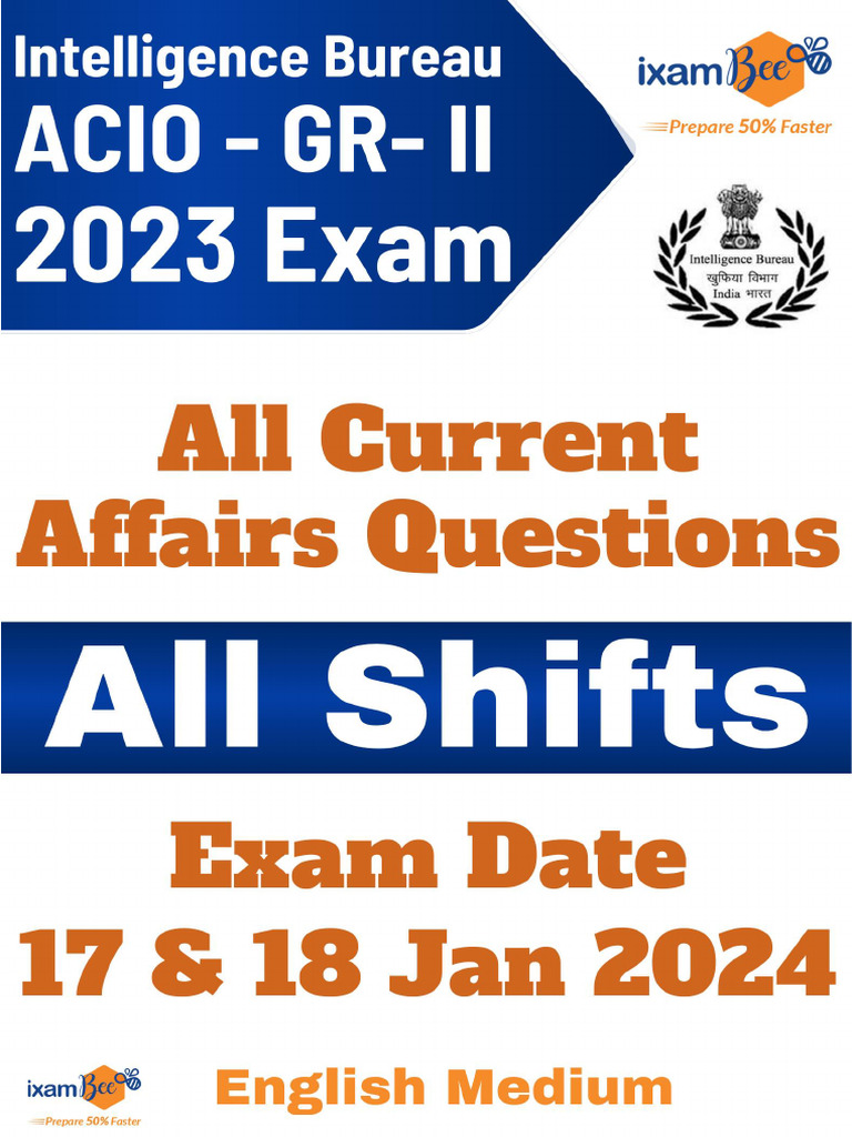 All Current Affairs Questios - IB ACIO 2023 Exams | PDF