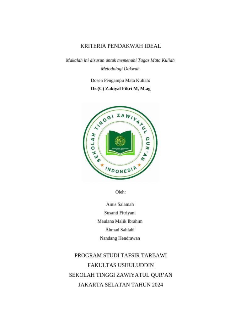 Kel. 5 Metodologi Dakwah (Pendakwah Ideal) | PDF