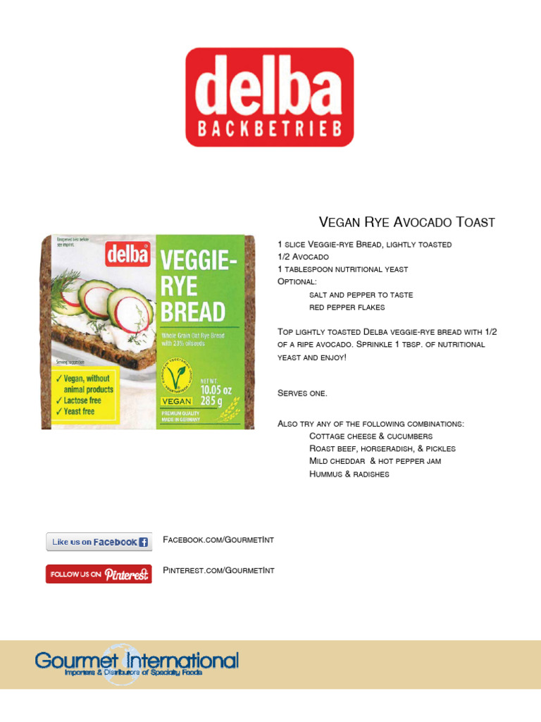 15 Vegan Rye Avocado Toast Author Gourmet International | PDF