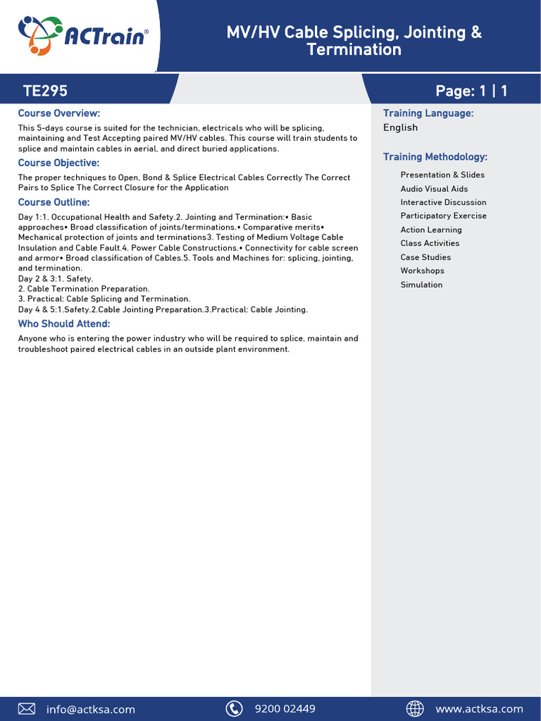 HV Cable Splicing, Jointing & Termination | PDF