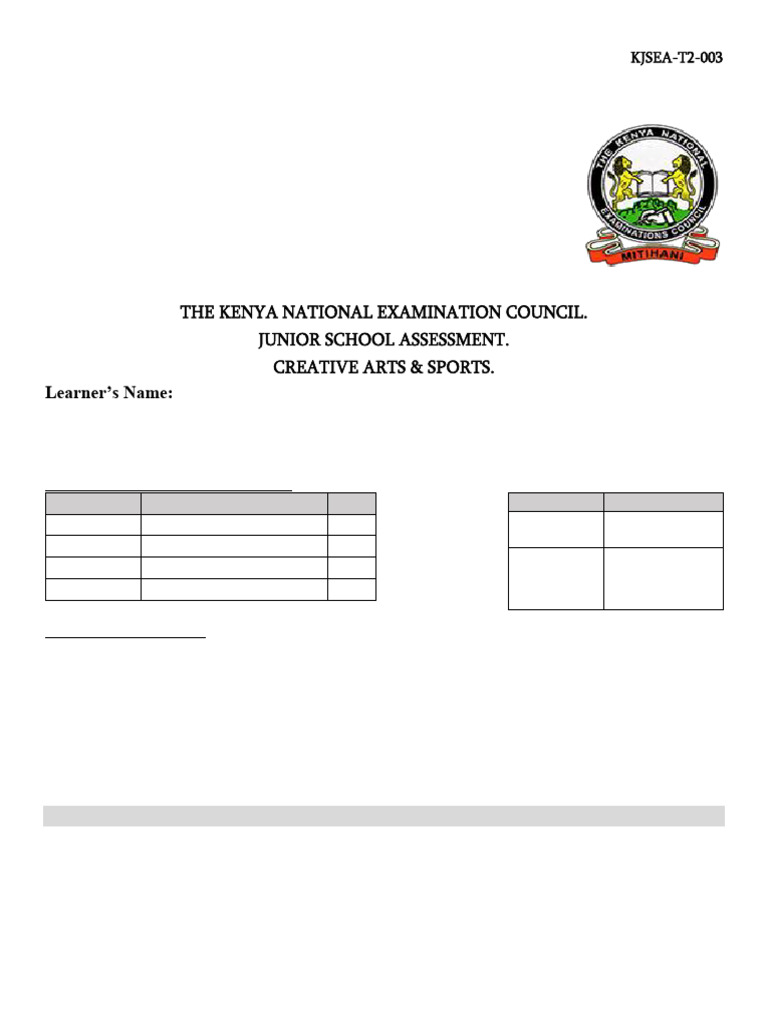 Kjsea g8 t2 003 Creative Arts Sports | PDF