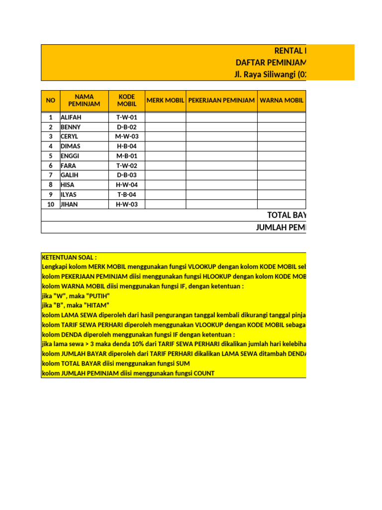 Latihan Soal Spreadsheet LSP | PDF