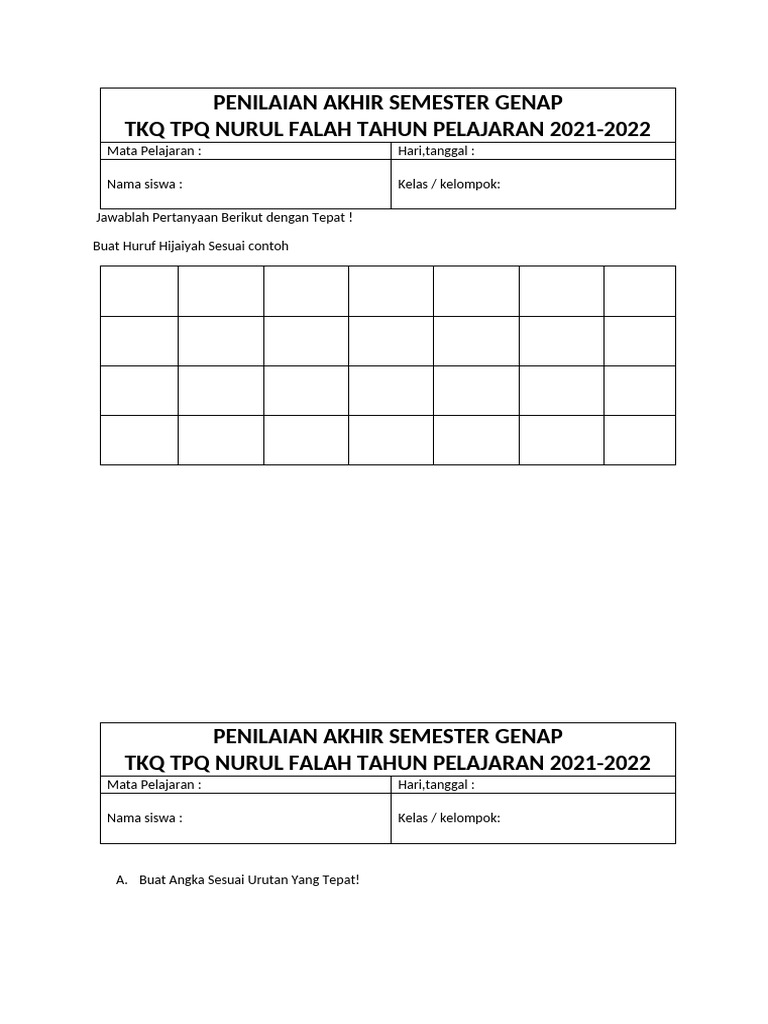 Contoh Soal Paud | PDF