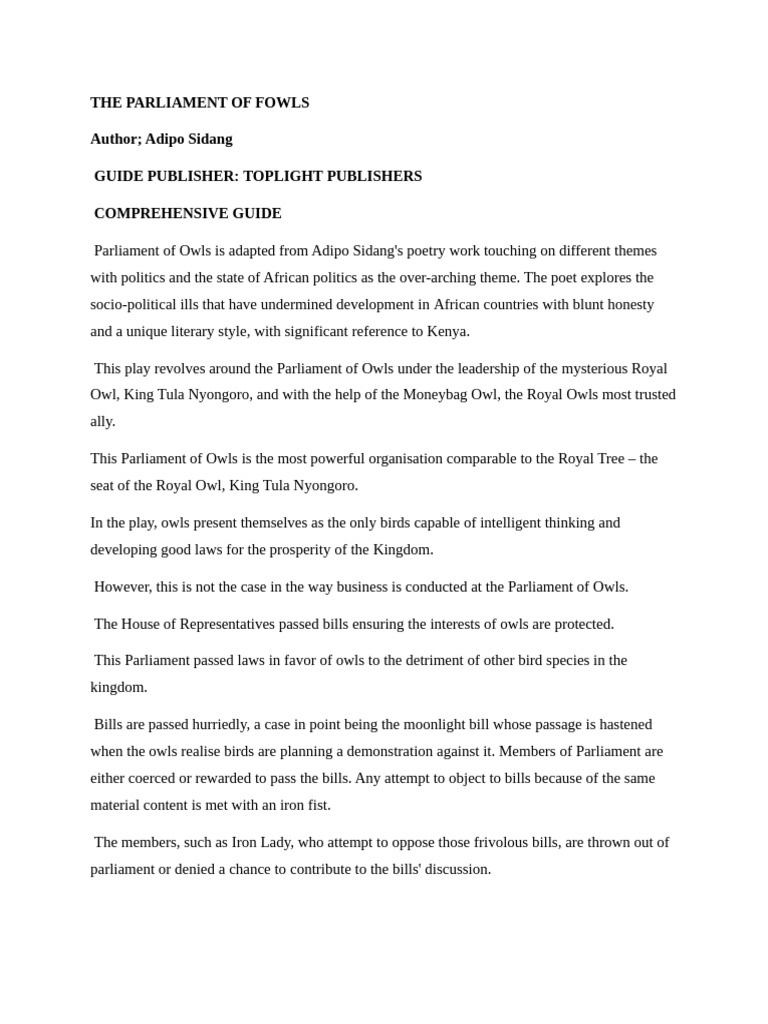 The Parliament of Fowls | PDF