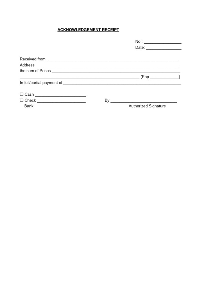 Acknowledgement Receipt Template | PDF