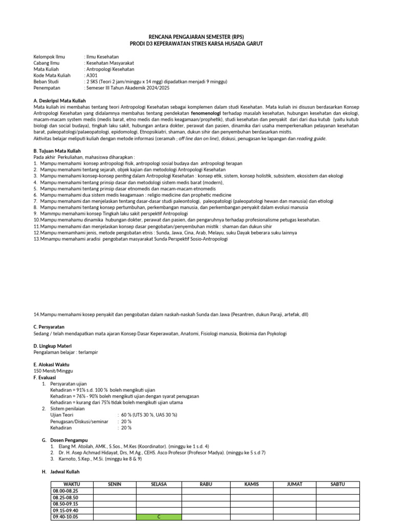 Rps Antrokes d3 Kep. Sem. Ganjil Ta. 2024-2025 | PDF