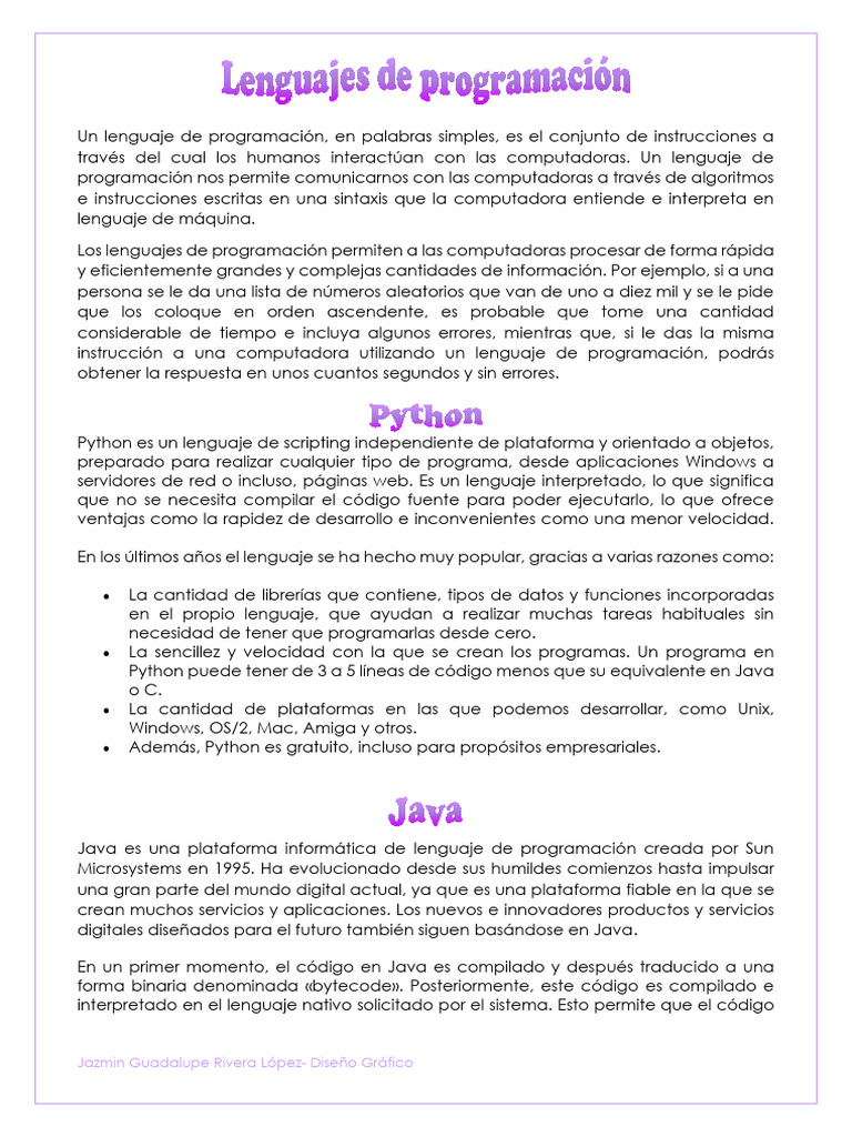 Lenguajes de Programacion | PDF