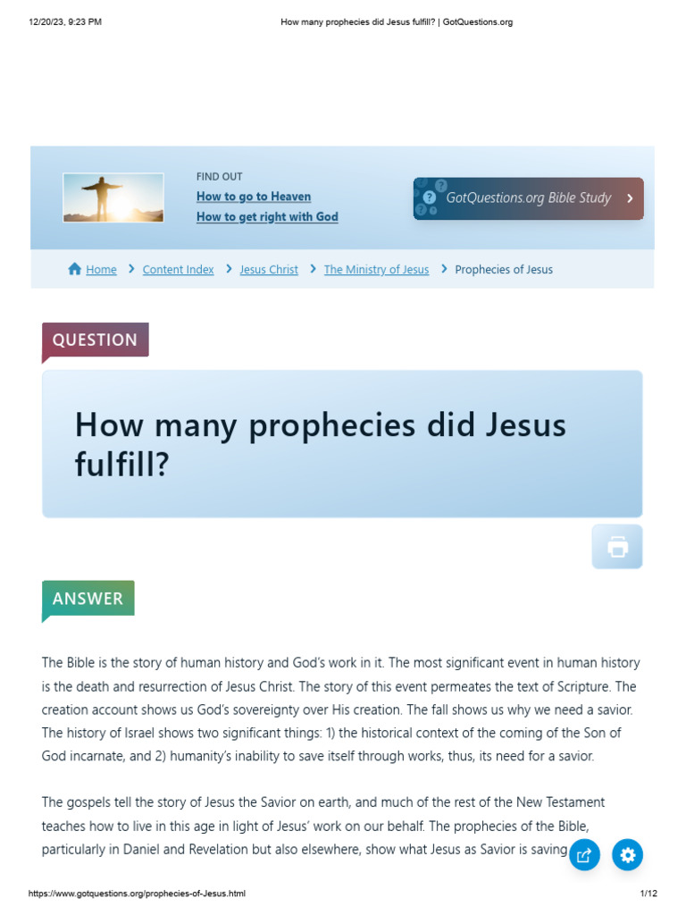 How Many Prophecies Did Jesus Fulfill | PDF | Jesus | Gospel Of Matthew