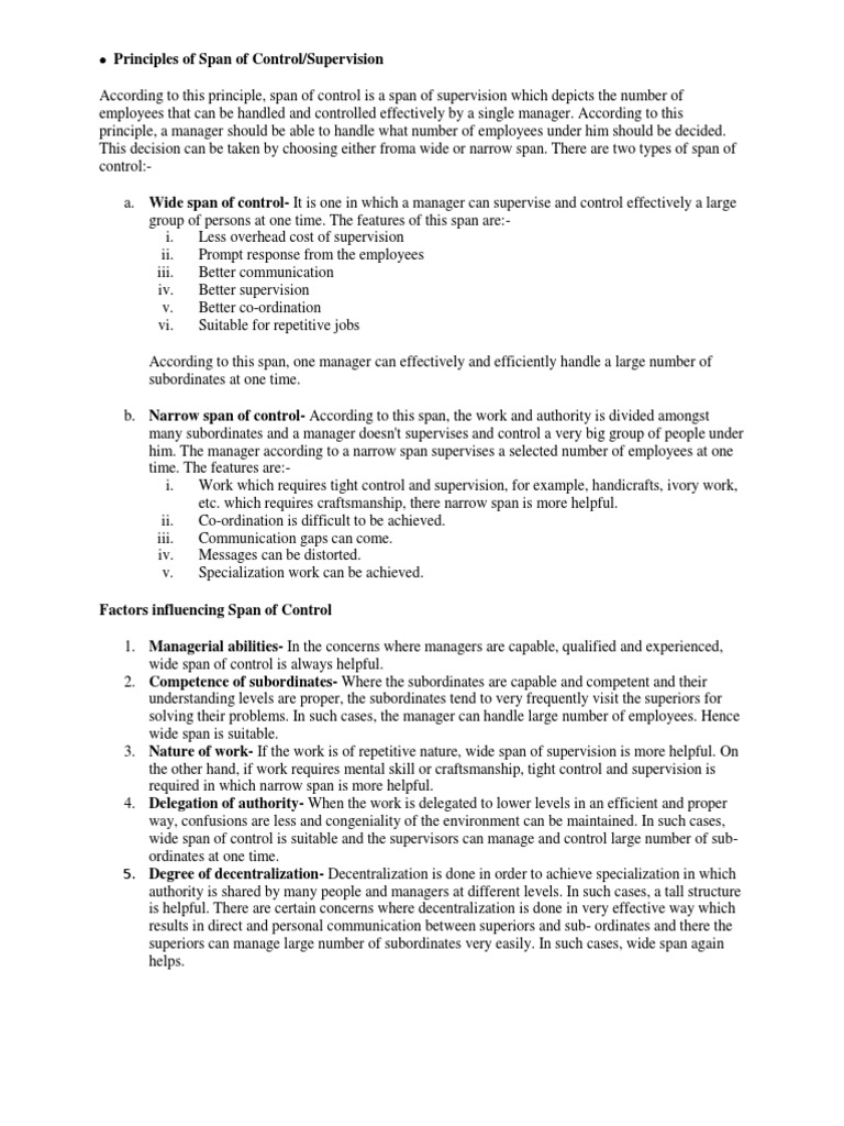 Principles of Span of Control | PDF | Expert | Applied Psychology