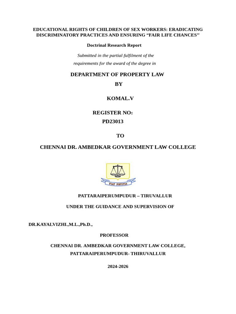 Department of Property Law BY Komal.V Register No: PD23013 TO Chennai ...