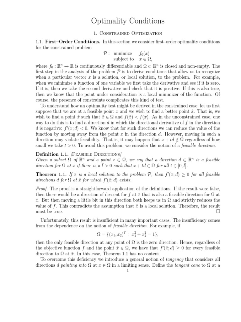Optimality Conditions | PDF