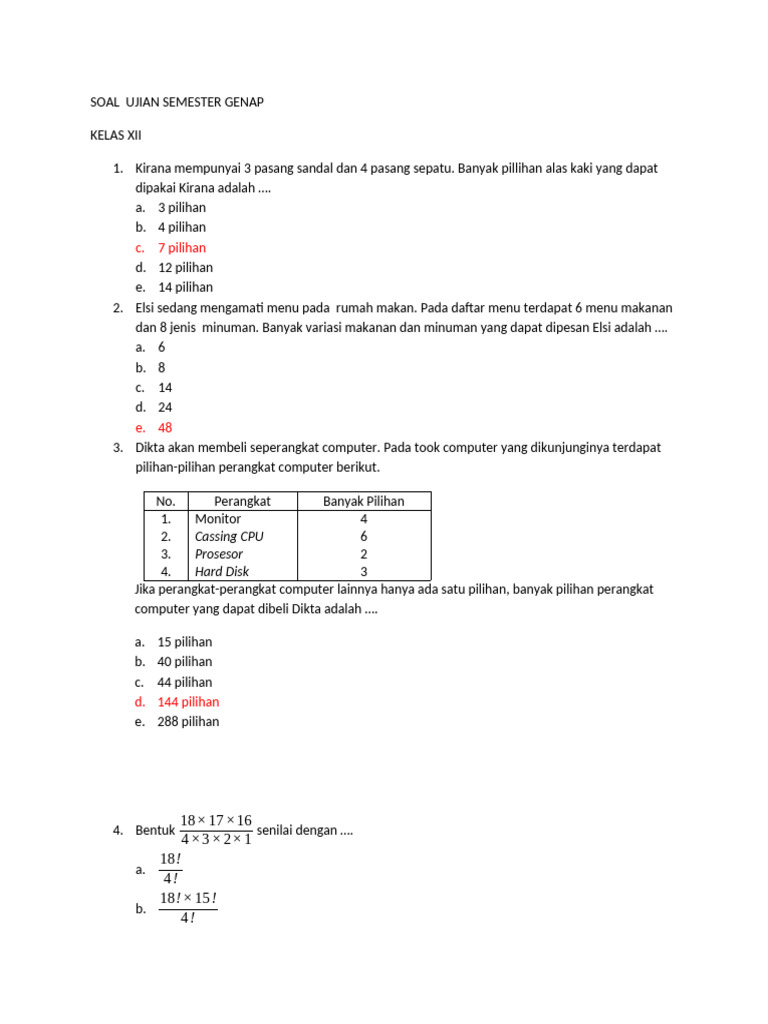 SOAL UJIAN SEMESTER GENAP Xii | PDF