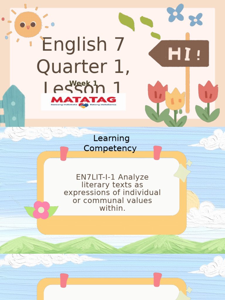 Matatag Eng7 Quarter1 Lesson1 Week1 (Autosaved) | PDF