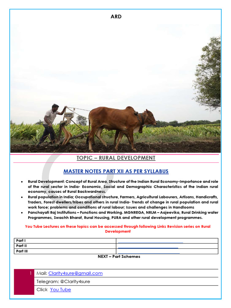 NABARD Master Notes P-XI_C4S_Rural Development_F-unlocked | PDF