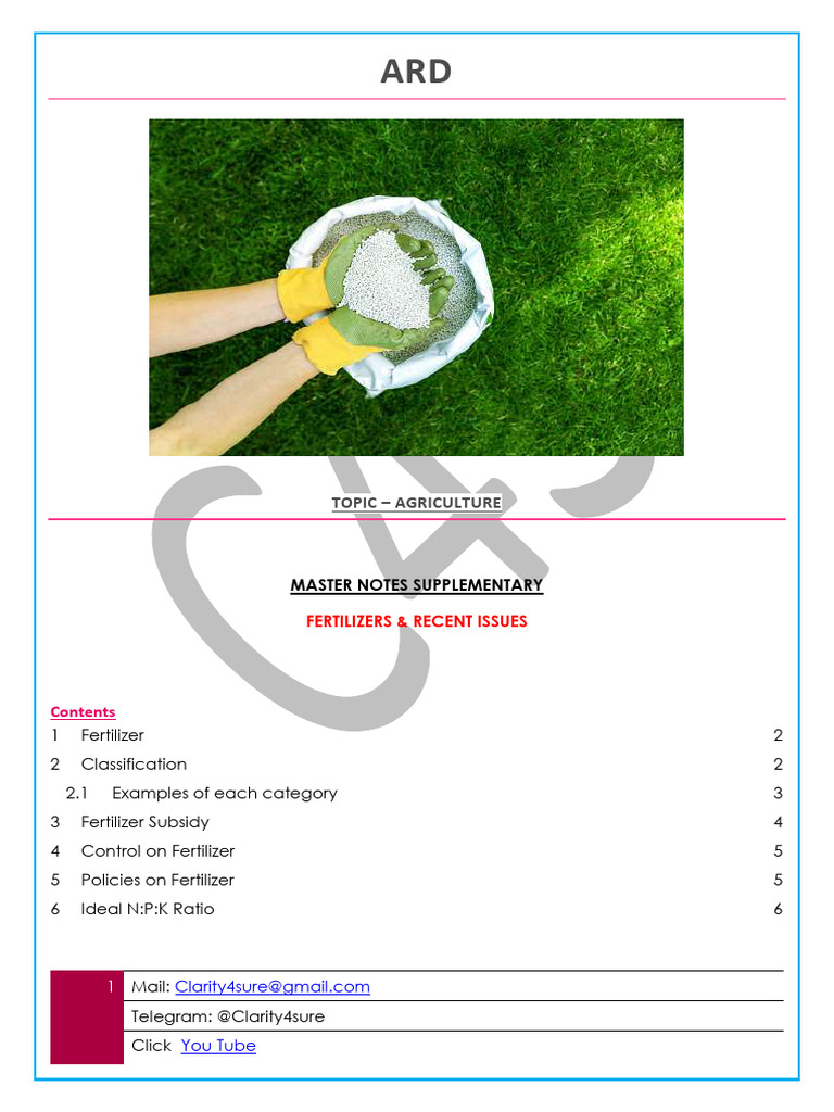NABARD Master Notes Supplementary - Fertilizer-Unlocked | PDF