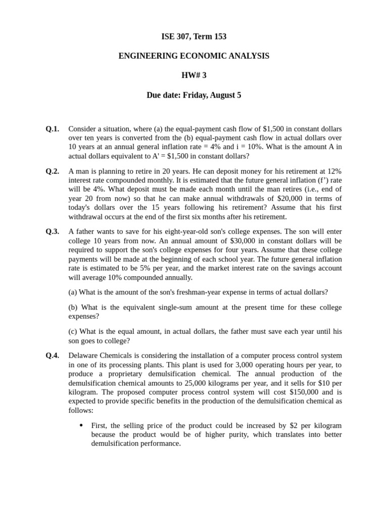 Engineering Economics Solutions 3 | PDF