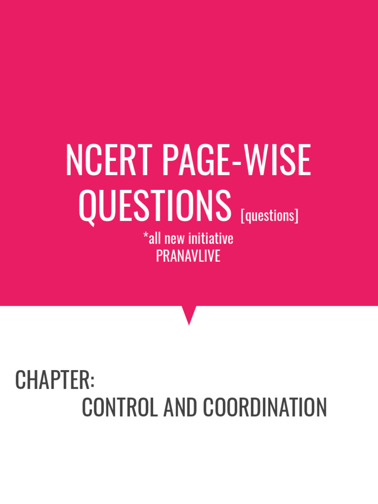 Ncert Page Wise Q Control and Coordi. | PDF