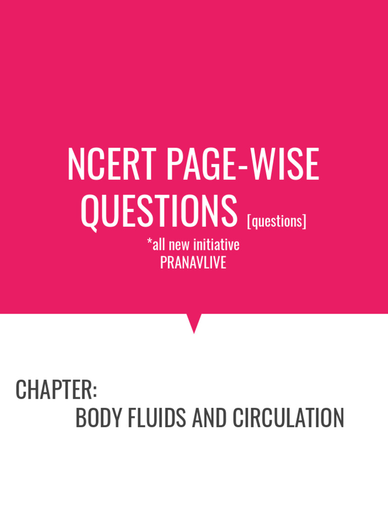 NCERT PAGE WISE Q BODY FLUIDS | PDF