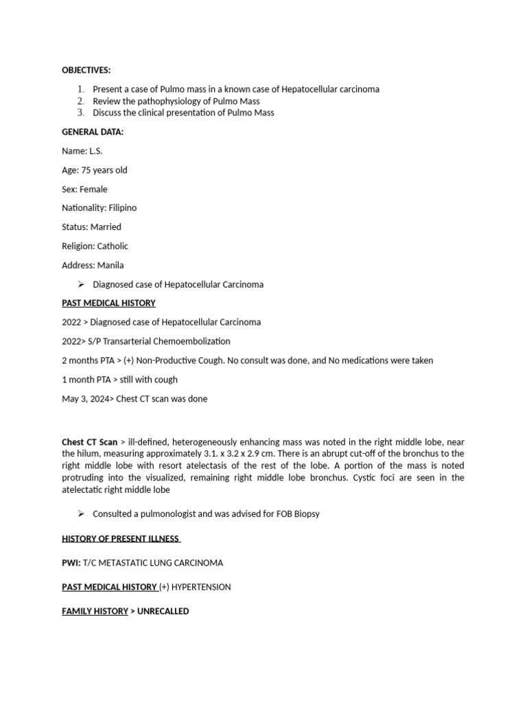 Pulmo Mass | PDF