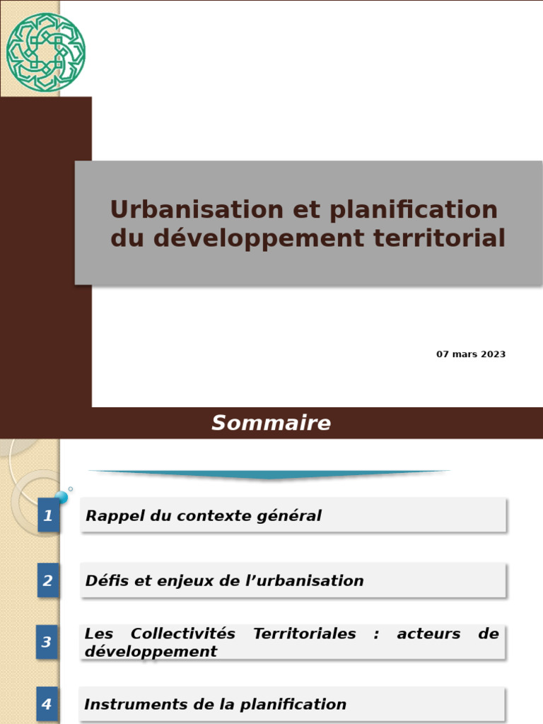 Présentation Planification Et Développement Territorial | PDF