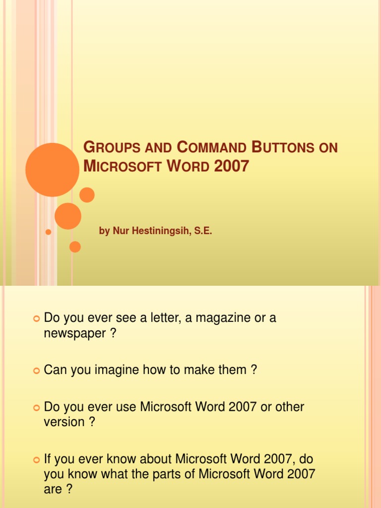 Microsoft Word 2007: Command Buttons Guide | PDF