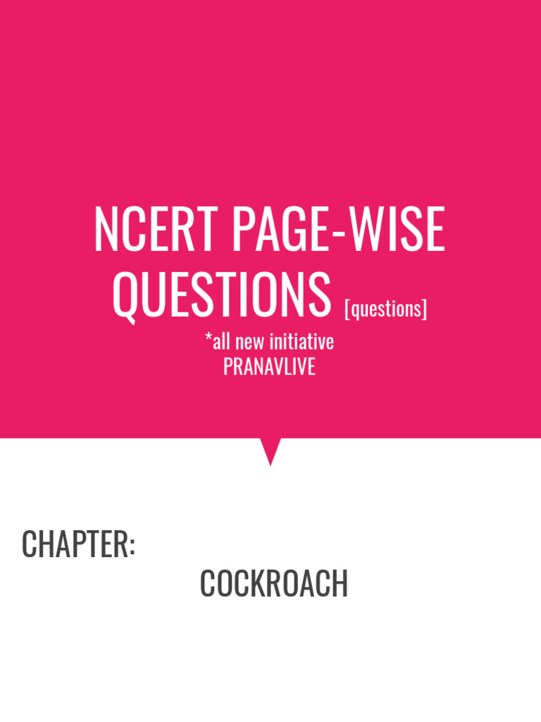 Ncert Page Wise Q Cockroach | PDF