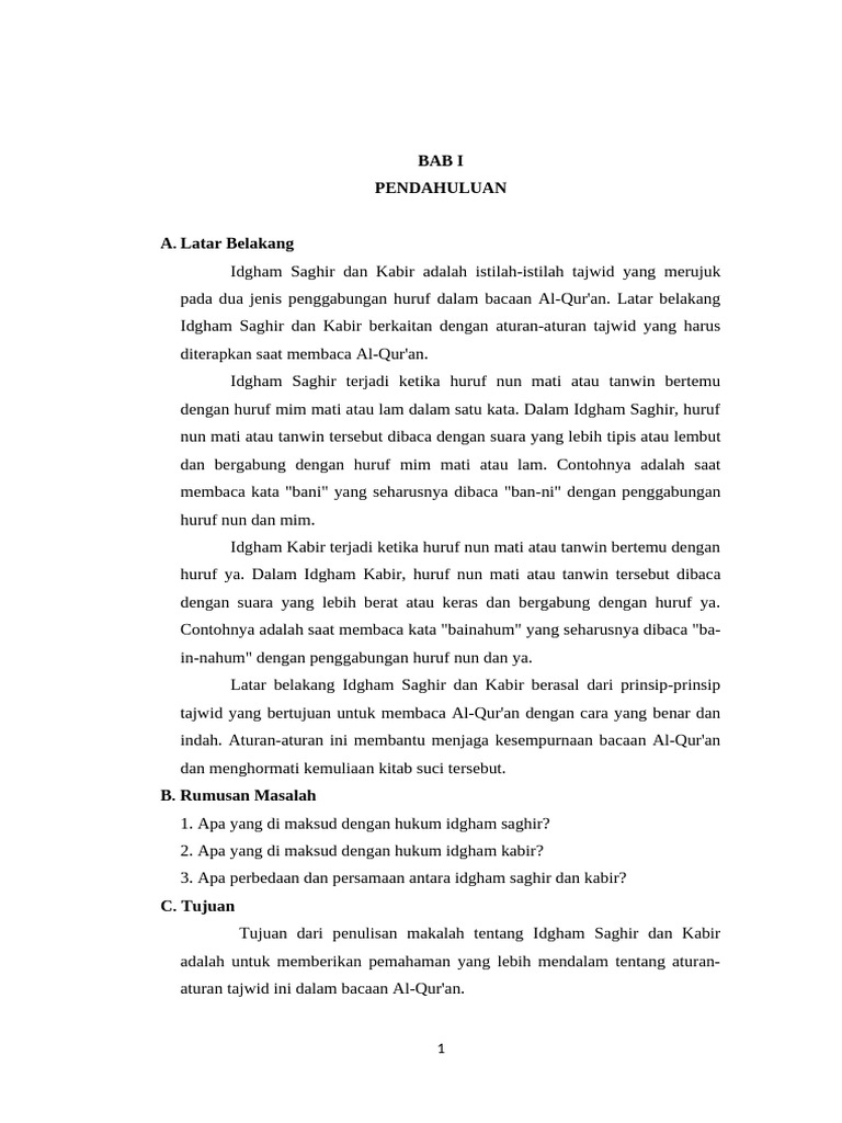 Bab I Pendahuluan | PDF