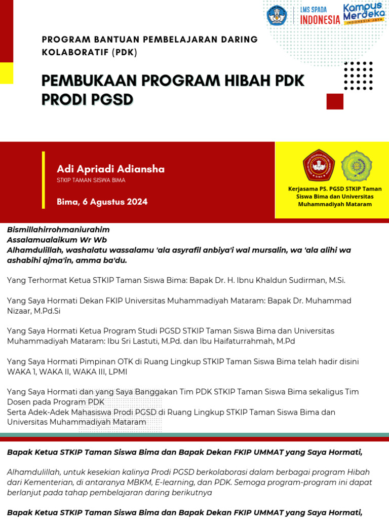 Pembukaan PDK (1) | PDF