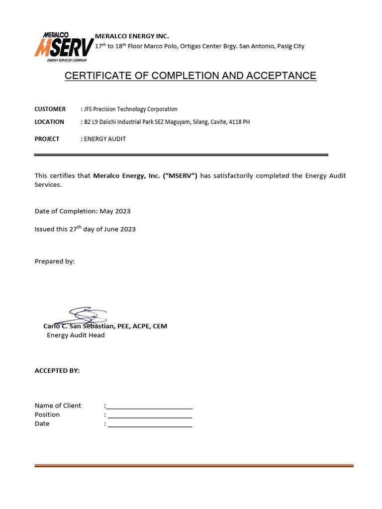 Certificate of Completion - JFS | PDF