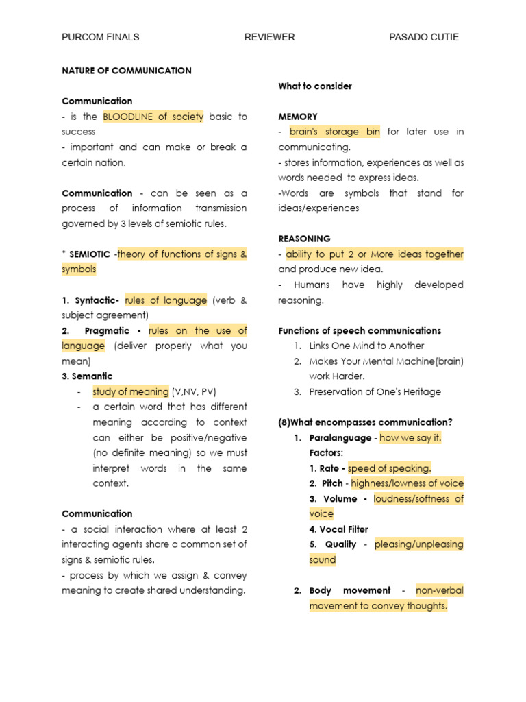 Purcom Reviewer Finals 1 | PDF