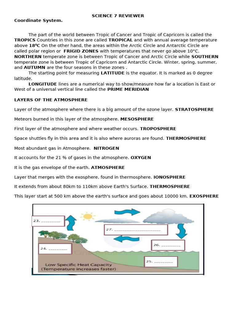 Science 7: Earth's Atmosphere & Zones | PDF