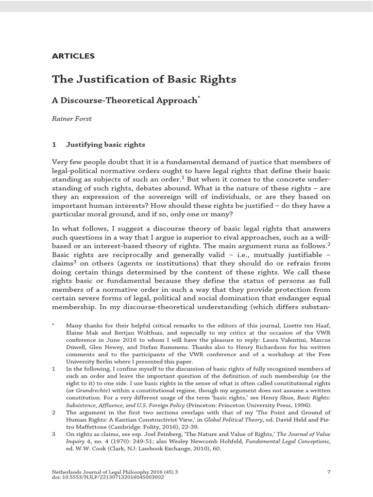 The Justification of Basic Rights A Disc | PDF
