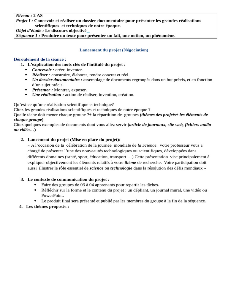 Lancement Du Projet 2as | PDF