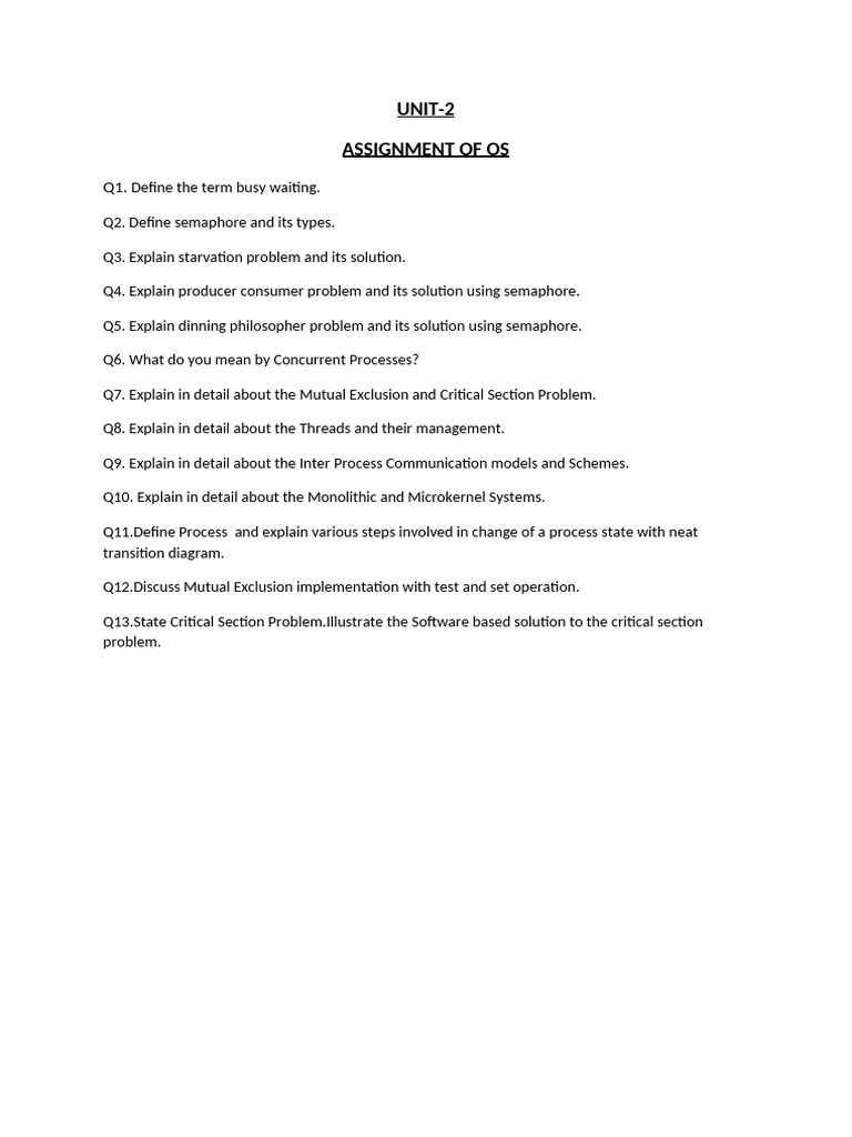 os unit 2 assignment | PDF