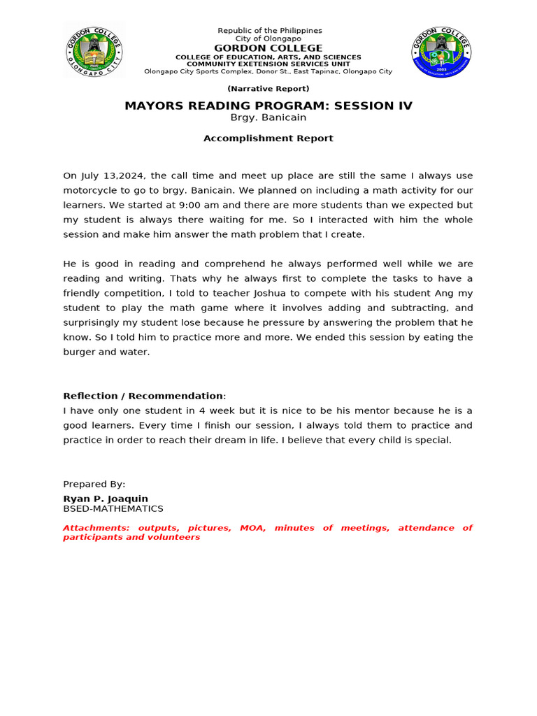 Narrative Report Format | PDF